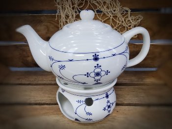 Teepott und Stövchen Indisch Blau Inhalt 0,75 l ca. 16 cm | Online Shop